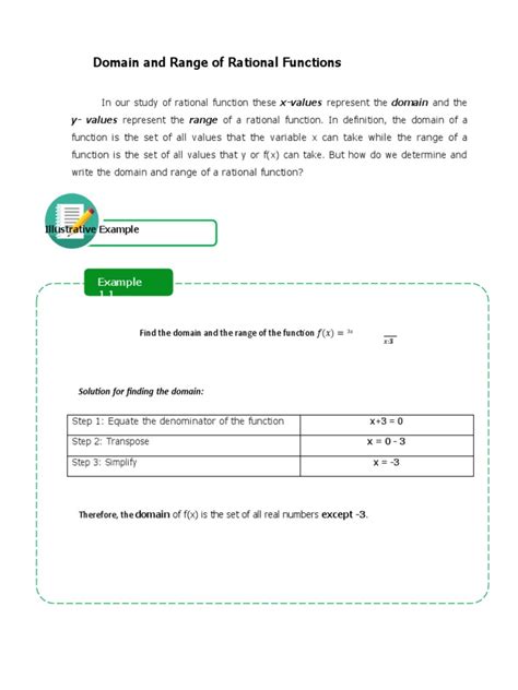 Determining The Domain And Range Of Rational Functions Pdf Function Mathematics Asymptote