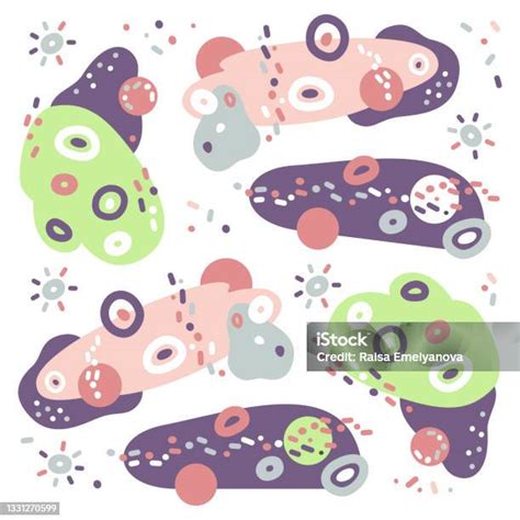 컬러 기하학적 요소가 있는 여러 가지 색상의 어린이 배경 원 선 반점 흰색 배경에 그래픽 프린트에 대한 스톡 벡터 아트 및 기타 이미지 그래픽 프린트 기포 드로잉