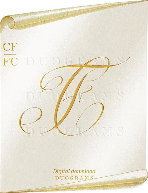 Two Letter Monogram Cf Fc Wedding Monogram Logo Design C F Instant