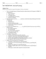 AP Psych Practice Test Disorders Pdf Name Class Date ID A KEY TERM REVIEW Abnormal