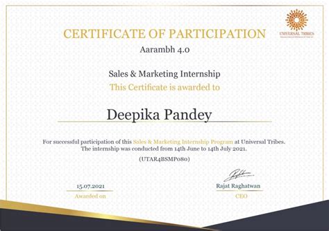 deepika pandey on linkedin universaltribe internship career