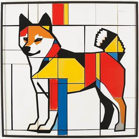 Premium Photo Painting Of A Dog With A Colorful Geometric Pattern On It Dog 2d Model