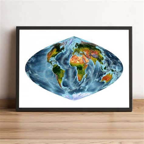 World Map Craster Parabolic Projection World Map Vintage Etsy
