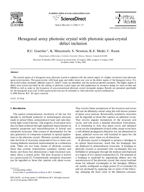 pdf hexagonal photonic crystals with quasi defects