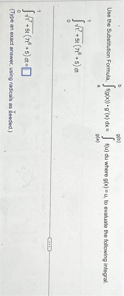 Solved Use The Substitution Formula