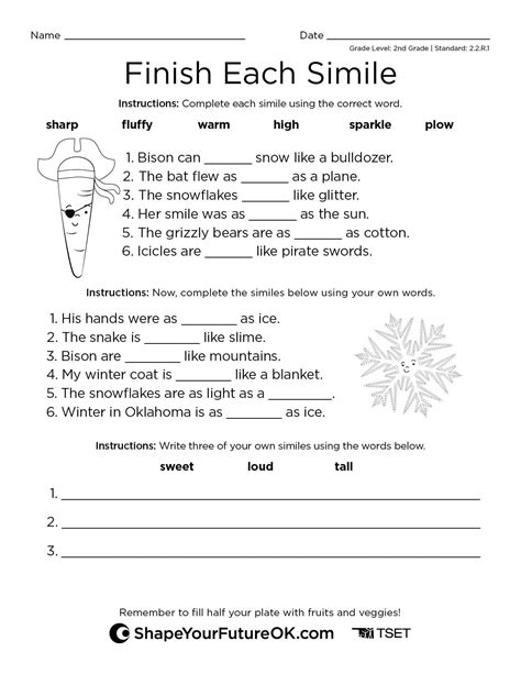 Simile Worksheets Grade 9