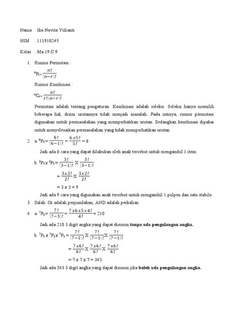 Permutasi Dan Kombinasi Pdf