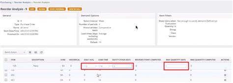 Using Reorder Analysis Order Time