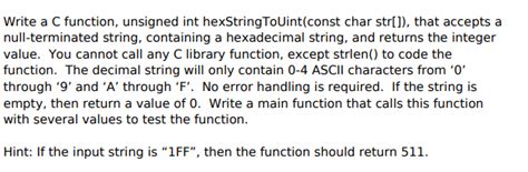 Solved Write A C Function Unsigned Int