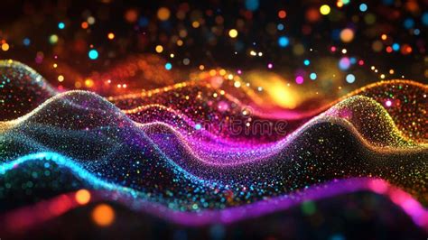 Dynamic Sound And Music Visualization With Vibrant Colorful Particle Wave Display Stock