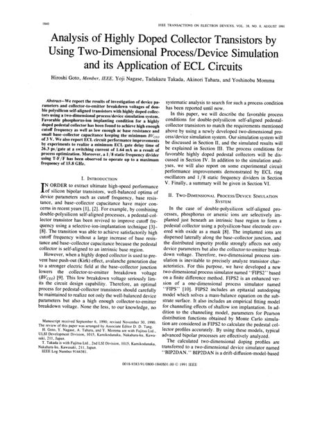 Pdf Analysis Of Highly Doped Collector Transistors By Using Two Dimensional Processdevice