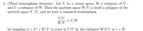 Solved 4 Third Isomorphism Theorem Let V Be A Vector