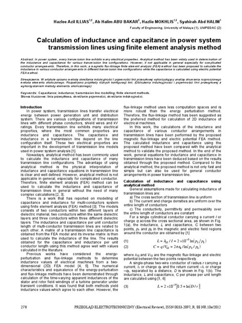 calculation of inductance and capacitance in power system transmission