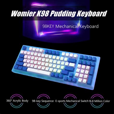Womier K98 Mechanical Keyboard 96 Blue Keyboard Hot Swappable RGB Wired Mechanical Gaming