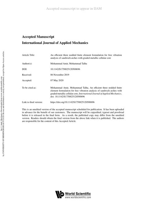Pdf An Efficient Three Nodded Finite Element Formulation For Free Vibration Analysis Of