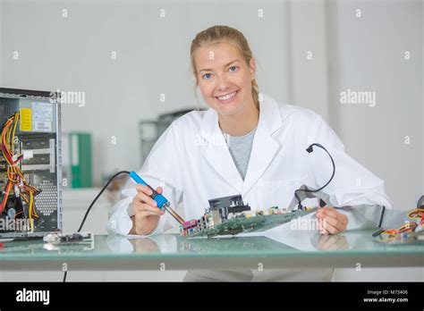 Computer Assembler Posing Stock Photo Alamy