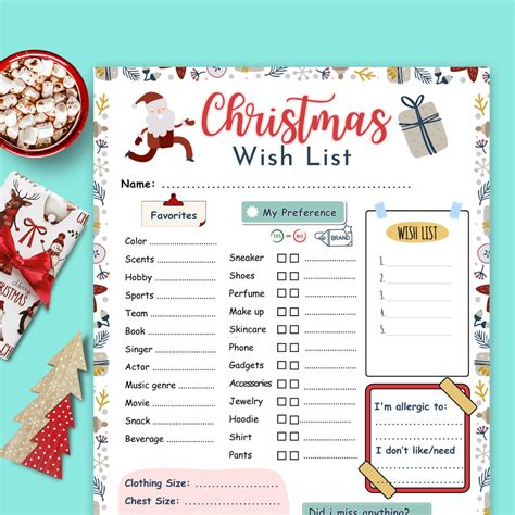 Christmas Wish List Teen Christmas List Template Aesthetic Xmas