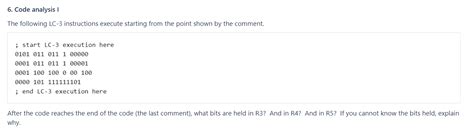 solved 6 code analysis the following lc 3 instructions