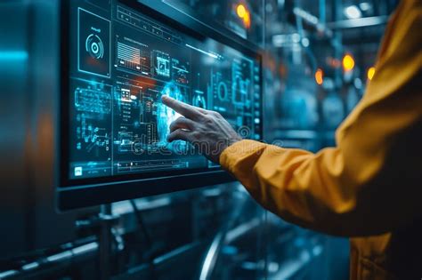 Hand Interacting With A Futuristic Touchscreen Interface Illustrating Advanced Digital