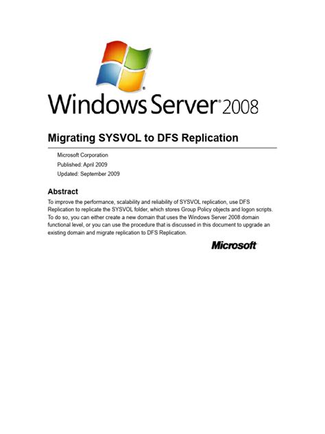 Sysvol Replication Migration Guide Frs To Dfs Replication Pdf