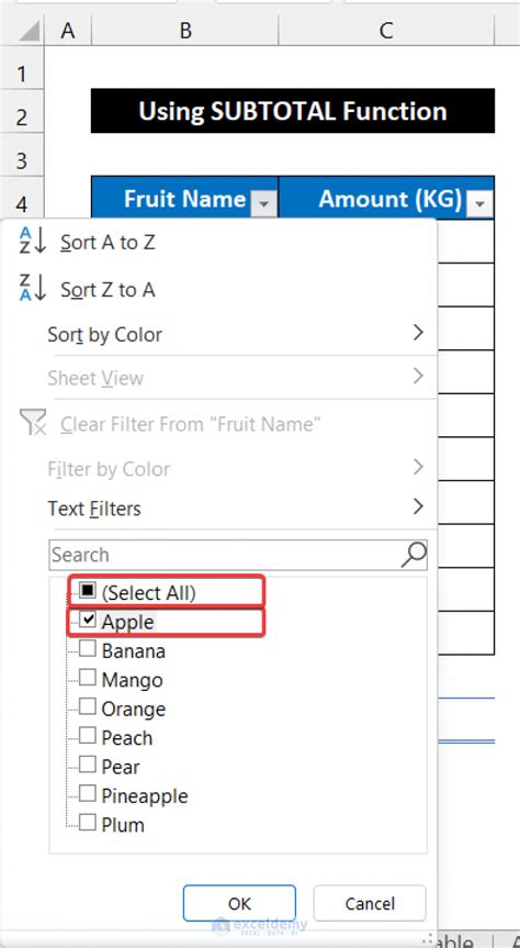 How To Sum Filtered Cells In Excel 5 Suitable Ways Exceldemy