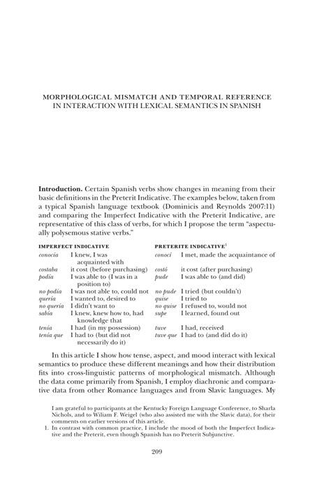 pdf morphological mismatch and temporal reference in interaction with lexical semantics in spanish