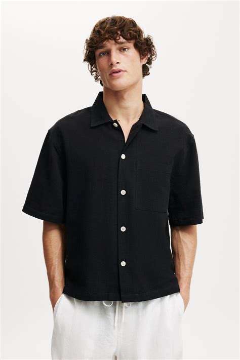 Ventura Short Sleeve Shirt Black Cotton On Shirts