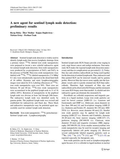pdf a new agent for sentinel lymph node detection preliminary results