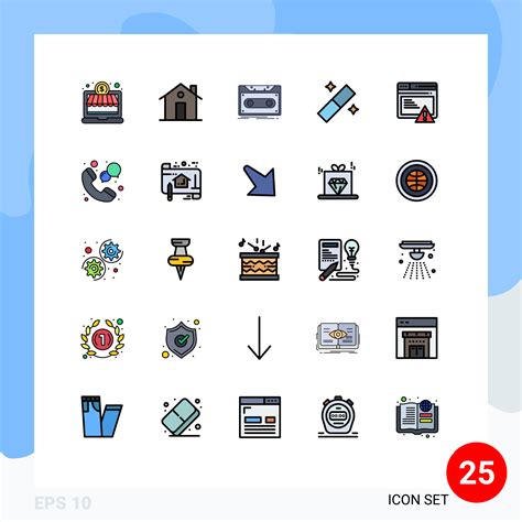25 User Interface Filled Line Flat Color Pack Of Modern Signs And Symbols Of Web Tool Cassette