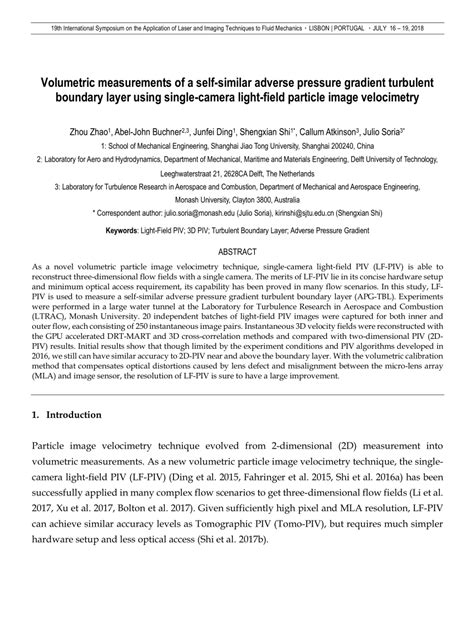 Pdf Volumetric Measurements Of A Self Similar Adverse Pressure