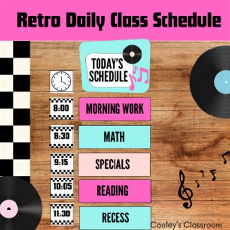 Retro Classroom Weekly Schedule Wall Posters Checker Retro Class Decor