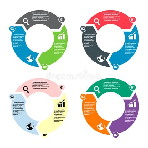 Set Of Chart Infographic Business Template Icon Pie Circle Diagram Visualization Vector