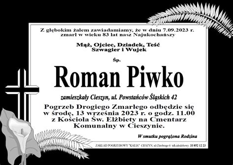 Zmarł śp Roman Piwko