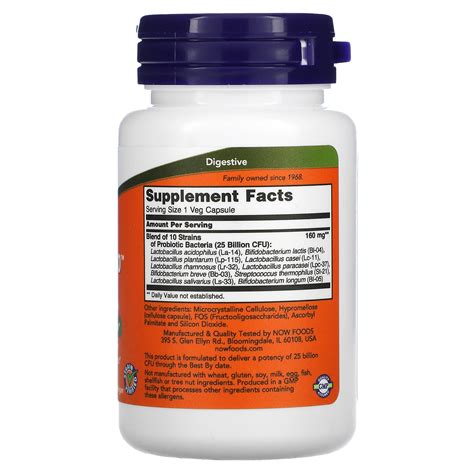 Now Foods Probiotic 10 25 Billion 50 Veg Capsules Iherb