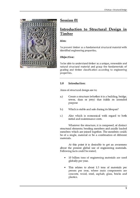Timber Course Material And Coursework For Structural Design Exercises Structural Design