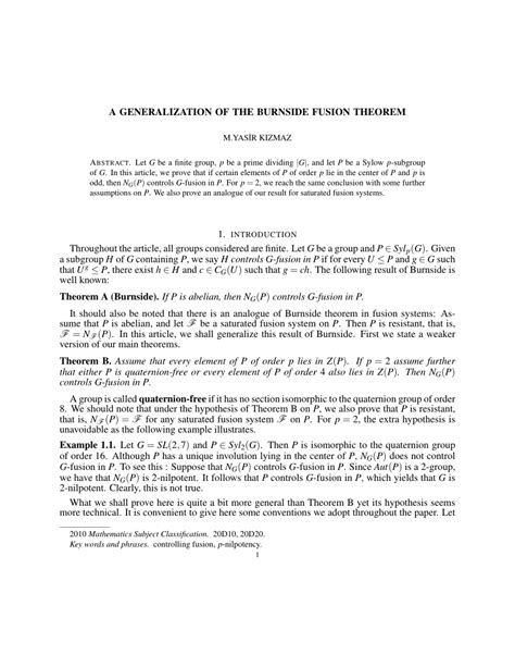pdf a generalization of the burnside fusion theorem