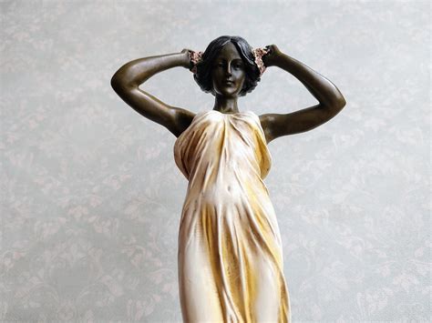 Bronze Nymph Sculpture Painted Bronze Wood Nymph Statue Pittaluga