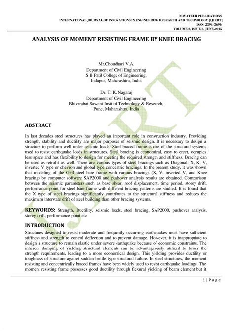 Pdf Analysis Of Moment Resisting Frame By Knee Bracing Dokumen Tips