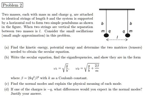 Problem 2 Two Masses Each With Mass M And Charge Q Are Attached To