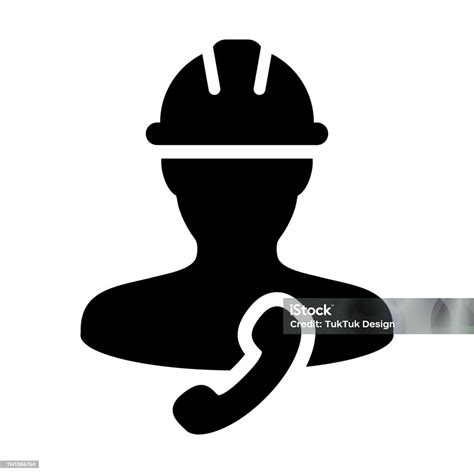 공학 아이콘 벡터 남성 건설 서비스 사람 프로필 아바타 문자 모양 그림에 전화 및 Hardhat 헬멧 건설업자에 대한 스톡 벡터 아트 및 기타 이미지 Istock