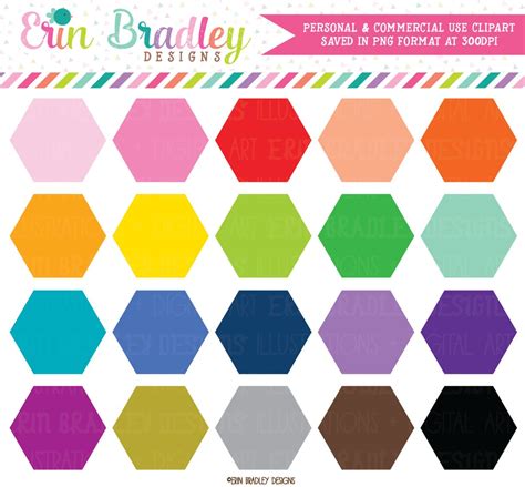 Hexagon Clipart Shape Clipart Personal Commercial Use Clip Art Graphics Etsy