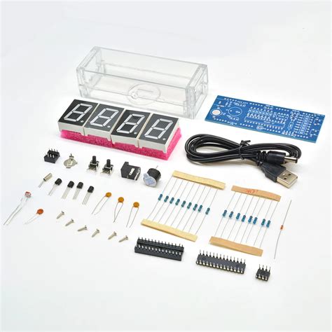Electronic Clock DIY KIT LED Microcontroller Kit Digital Clock Time Light Control Temperature