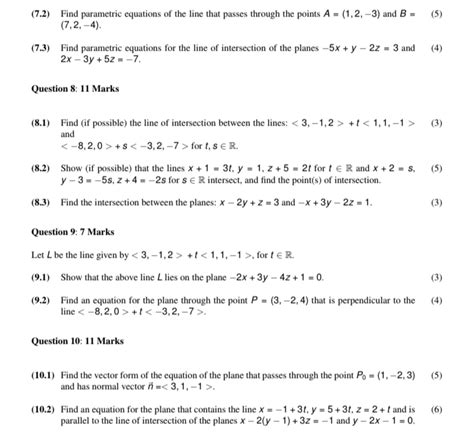 solved 7 2 ﻿find parametric equations of the line that