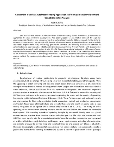 pdf assessment of cellular automata modeling application in urban