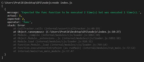 Nodejs Assert Trackerreport Function Geeksforgeeks