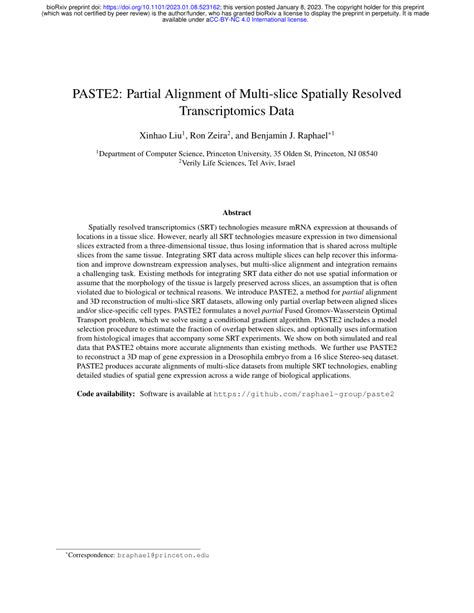 PDF PASTE2 Partial Alignment Of Multi Slice Spatially Resolved