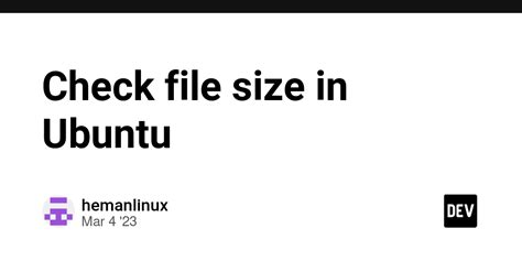 Check File Size In Ubuntu Dev Community