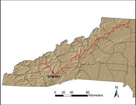 Map Showing The Location Of Sam 001 At The Caney Fork Overlook Along Download Scientific