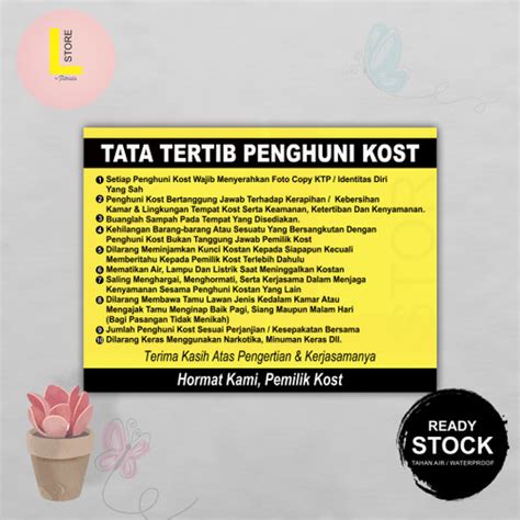 Jual STIKER TATA TERTIB PENGHUNI KOST - Jakarta Barat - eL_fitstore ...
