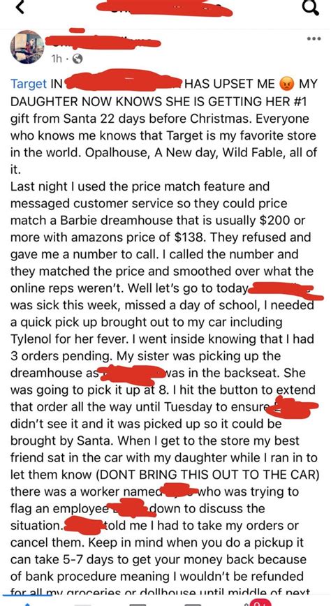 Karen makes a FB post after we didn’t hold her drive up order for her bc her kid was in the car ...